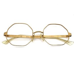 Vintage 60s Gold Octagonal Metal Eyeglass Frames | New Old Stock | 12K ...