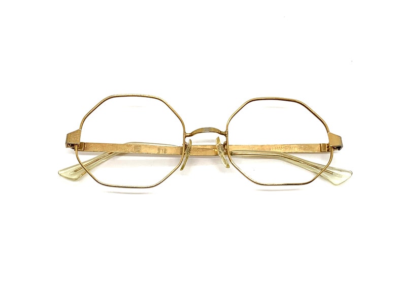 Vintage 60s Gold Octagonal Metal Eyeglass Frames | New Old Stock | 12K ...