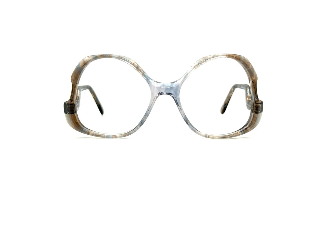 Vintage 80s Drop Arm Eyeglasses New Old Stock Round Oversized Eyeglass Frames Purple