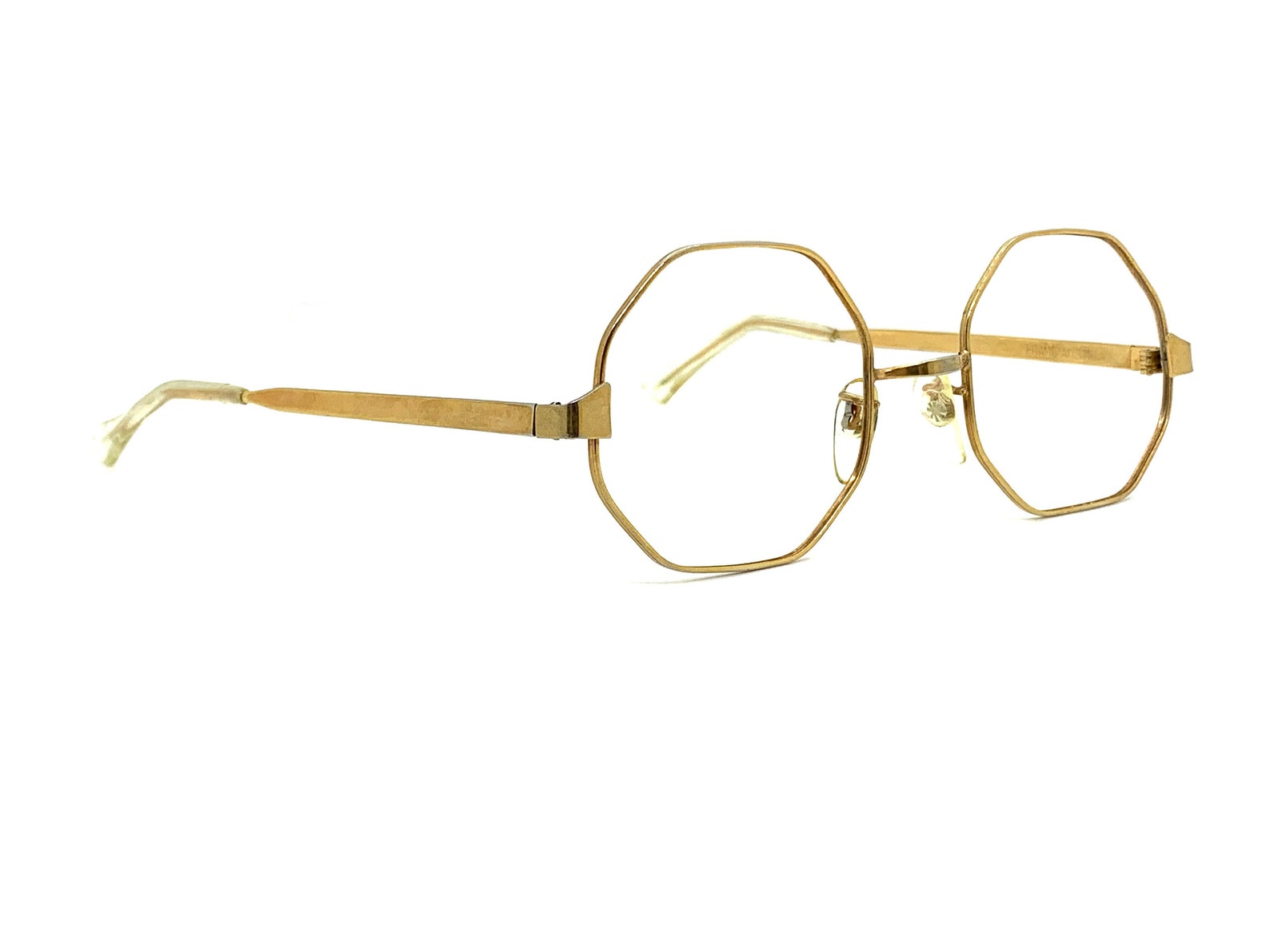 Vintage 60s Gold Octagonal Metal Eyeglass Frames | New Old Stock | 12K ...