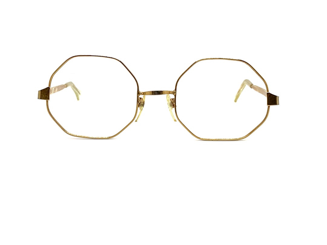 Vintage 60s Gold Octagonal Metal Eyeglass Frames | New Old Stock | 12K ...