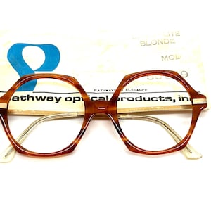 Vintage 60s Eyeglasses | New Old Stock | Tortoise Hex Glasses Frames ...