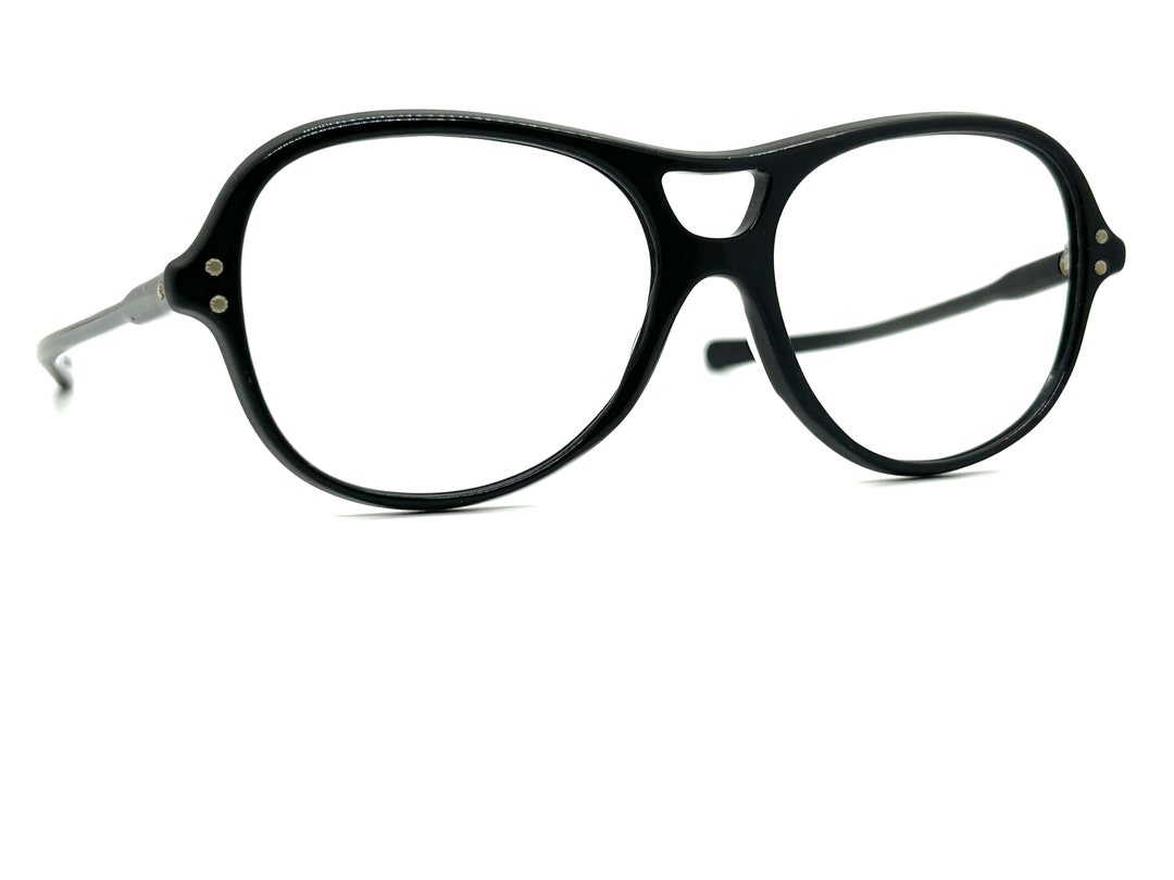 Unused 70s Black Double Bridge Aviator Glasses | 80s Large Aviator ...