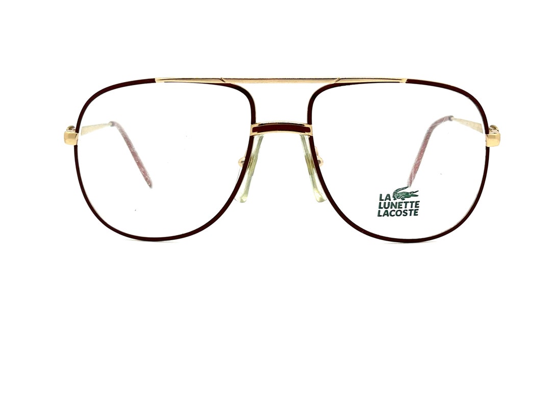 80s Lacoste Aviator Eyeglass Frames | New Old Stock | 80s Gold Aviator ...