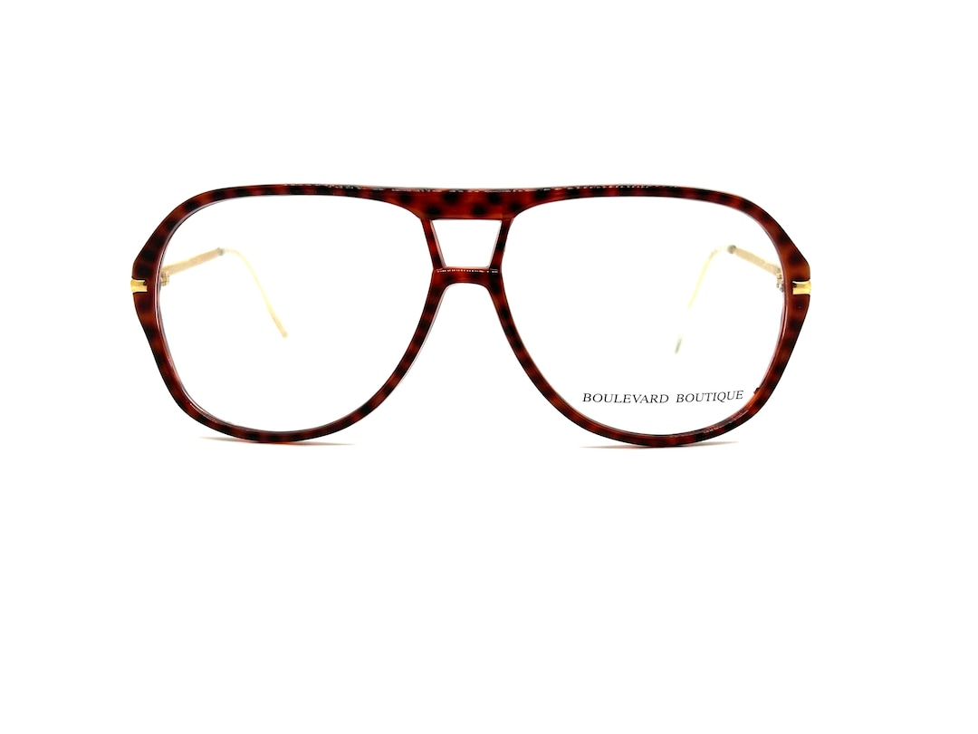 Retro 80s Large Aviator Eyeglass Frames | New Old Stock | Spotted Brown ...