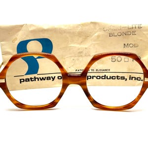 Vintage 60s Eyeglasses | New Old Stock | Tortoise Hex Glasses Frames ...