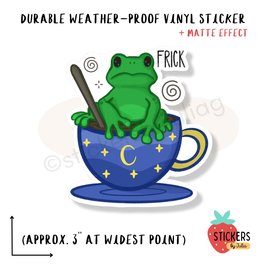 Frick Frog Vinyl Sticker Funny Cute Witchy Teacup Decal - Etsy