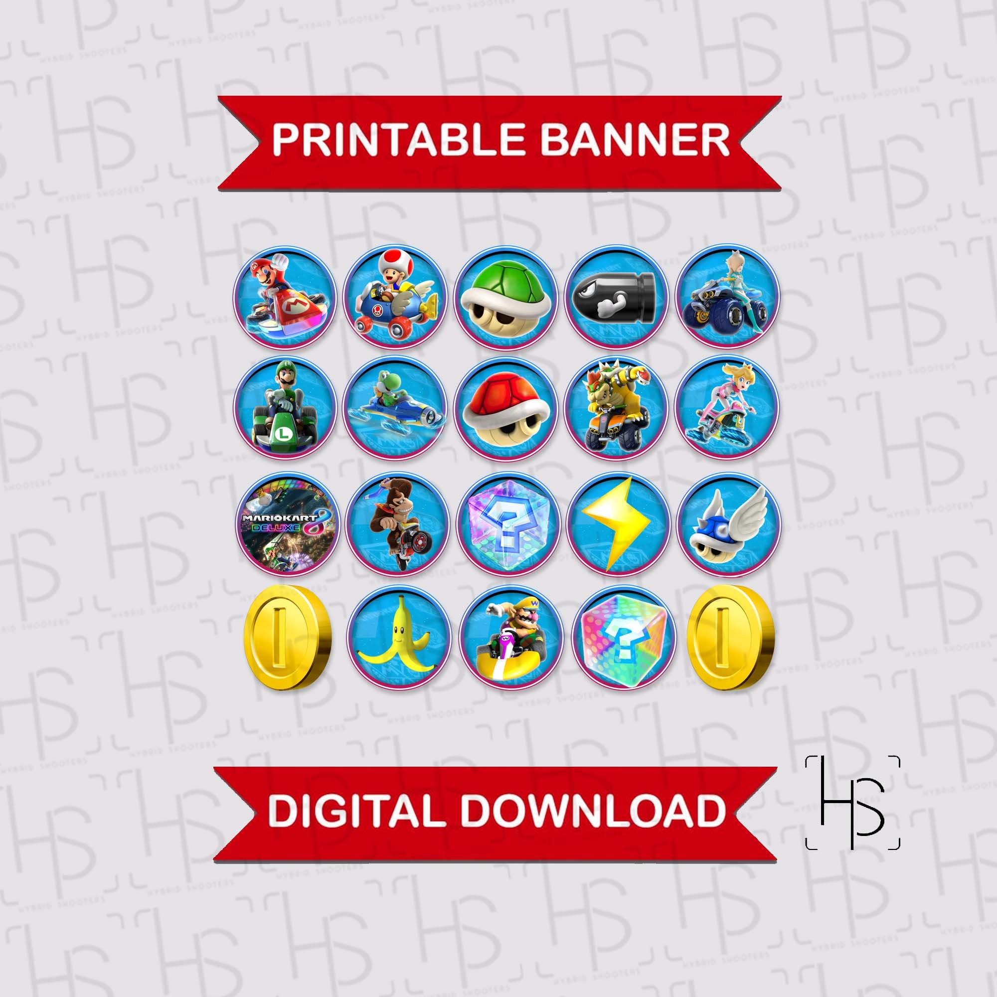 Mario Kart 8 Deluxe Digital Bunting Banner Birthday Download - Etsy España