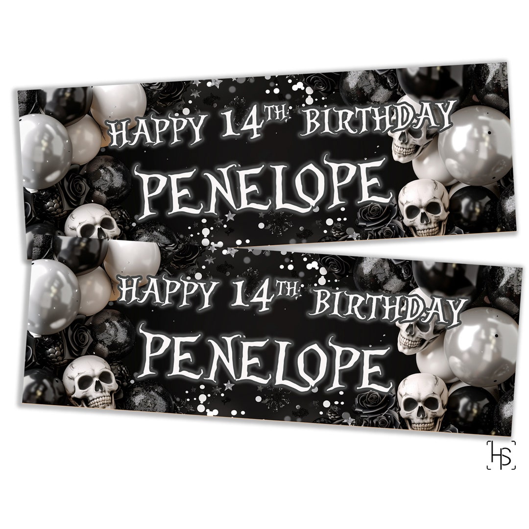 Gothic Skulls Birthday Party Event Banner Themed Personalised Banner ...