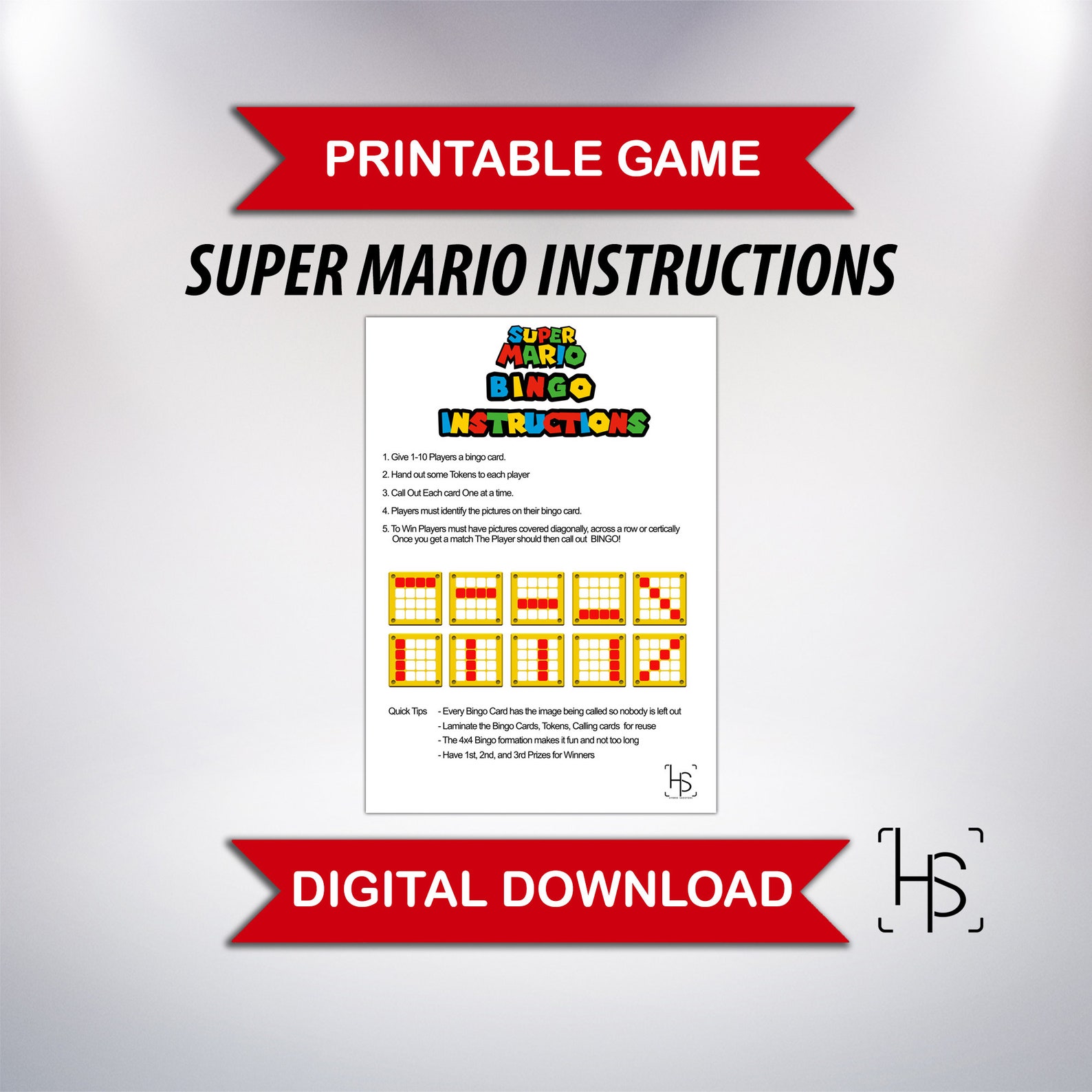 Super Mario Bingo Digital Print Game for Kids Special Birthday - Etsy