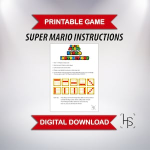 Super Mario Bingo Digital Print Game for Kids Special Birthday Party ...