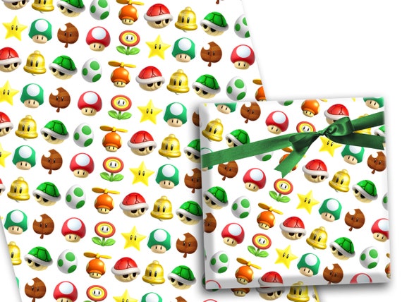 Super Mario Power up Icons Birthday Gift Wrapping Paper Gaming | Etsy