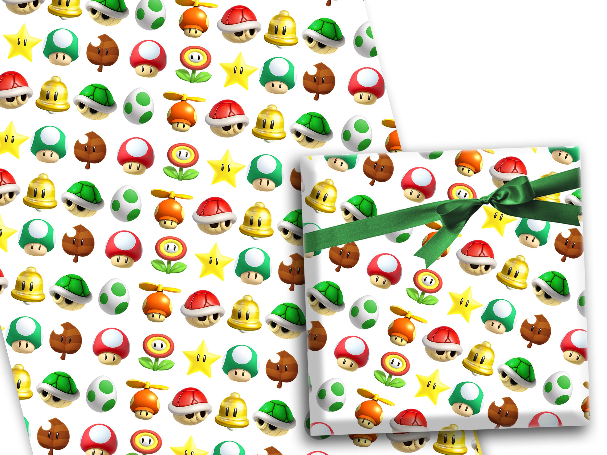 Super Mario Power up Icons Birthday Gift Wrapping Paper Gaming | Etsy
