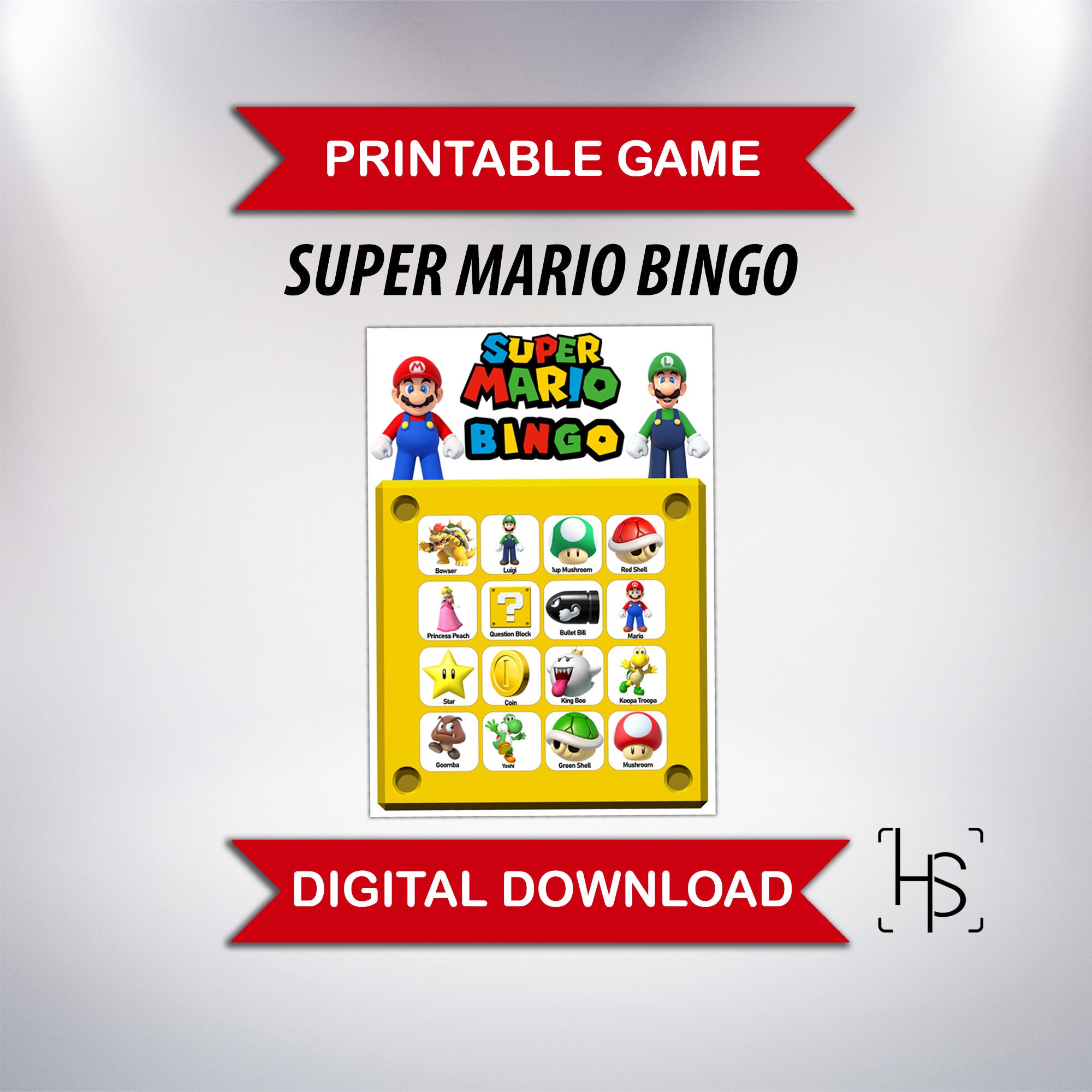 Super Mario Bingo Digital Print Game for Kids Special Birthday - Etsy
