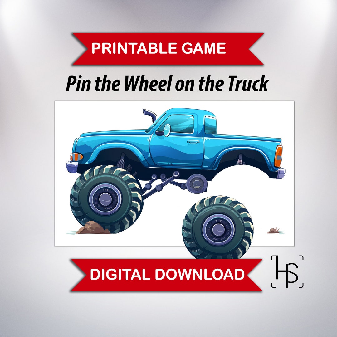 Pin the Wheel on the Monster Truck Fun Birthday Party Celebration Event ...