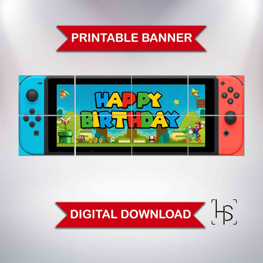 Nintendo Switch Super Mario Digital Banner Birthday Printable at Home ...