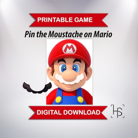 Pin the Moustache on Super Mario Fun Birthday Party - Etsy