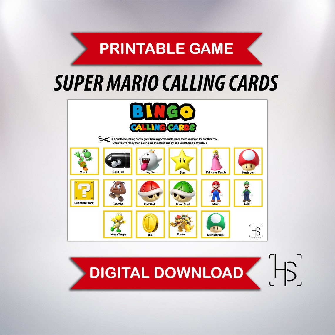 Super Mario Bingo Digital Print Game for Kids Special Birthday - Etsy