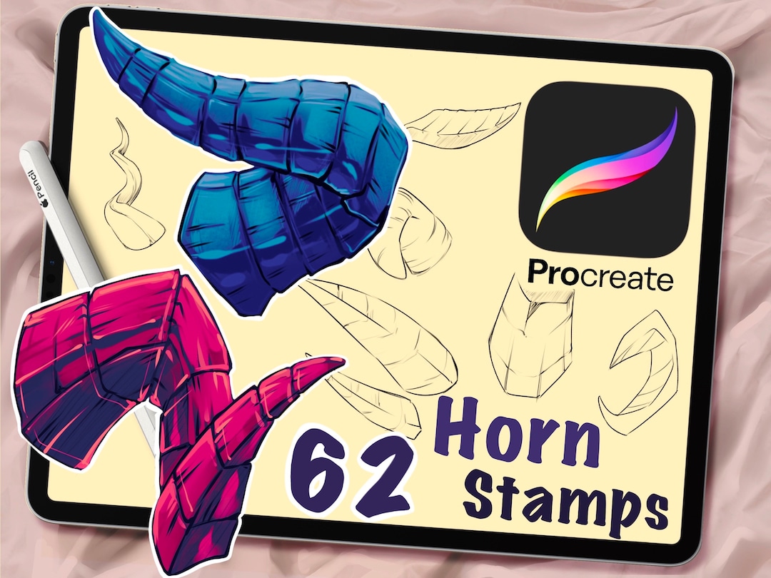 62 Horn Stamps for Procreate: Anime Lineart | Manga Artist | Fantasy ...