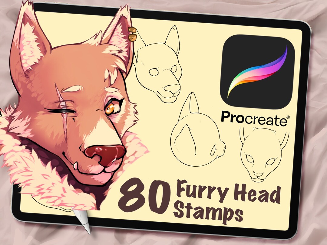 80 Furry Head Procreate Stamps, Procreate Brushes, Digital Art ...