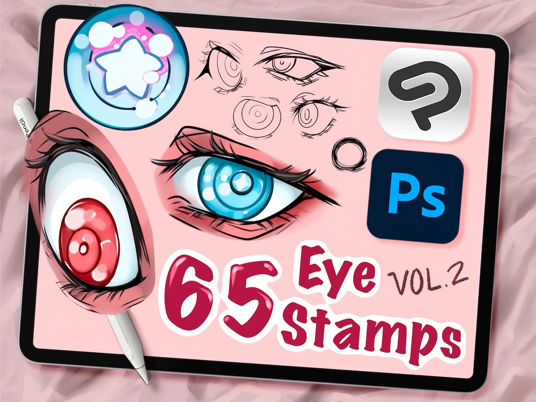 65 Eye Stamps VOL. 2 for Clip Studio Paint/photoshop: Anime Lineart ...