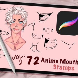 72 Anime Mouth Stamps VOL. 2 Procreate Stamps, Procreate Brushes ...