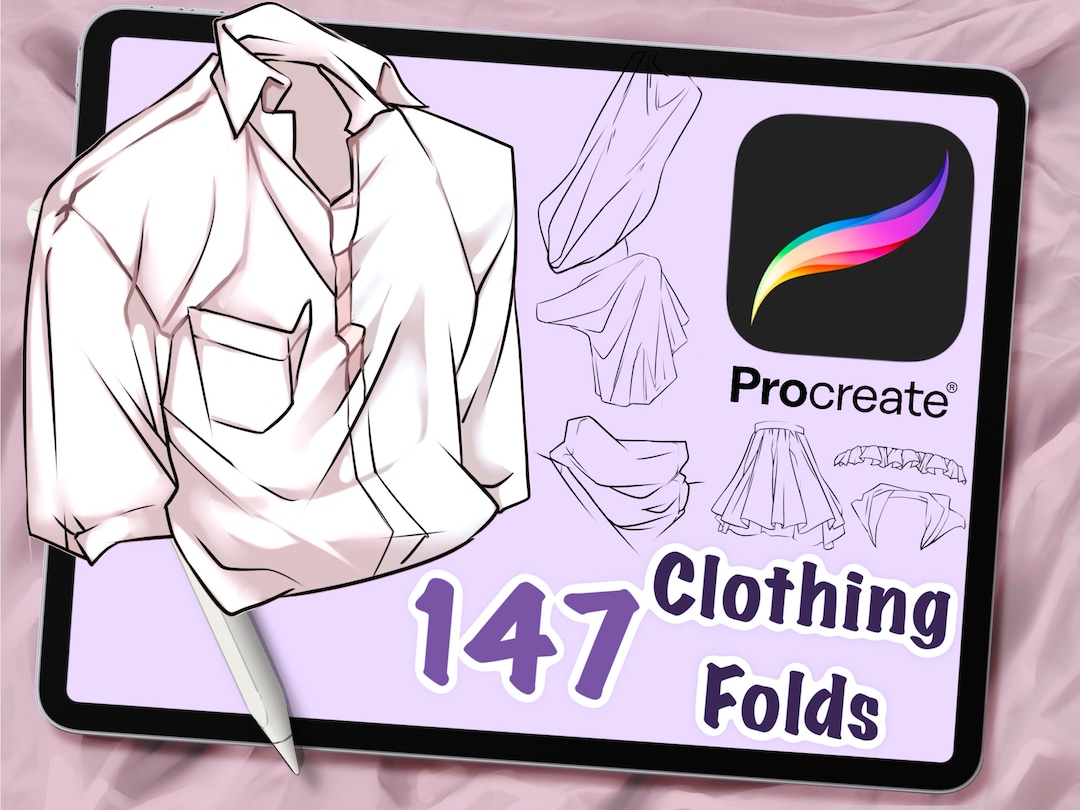 147 Clothing Fold Procreate Stamps: Anime Cartoon Lineart | Manga ...