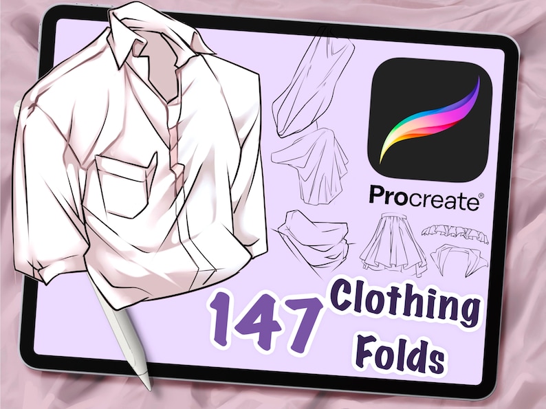 147 Clothing Fold Procreate Stamps: Anime Cartoon Lineart | Manga ...