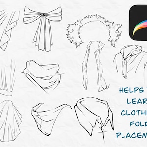 147 Clothing Fold Procreate Stamps: Anime Cartoon Lineart | Manga ...