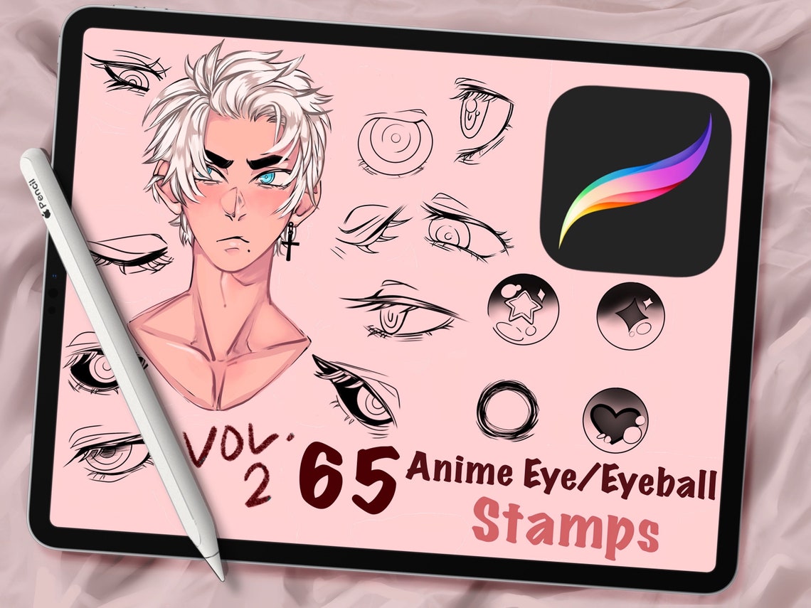 65 Anime Eye and Eyeball Stamps VOL. 2 for Procreate Cartoon - Etsy