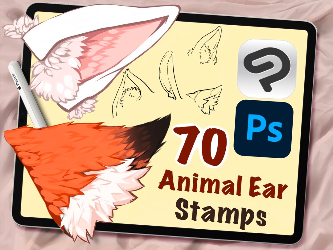70 Animal Ear Stamps for Clip Studio/photoshop: Anime Manga Assistance ...