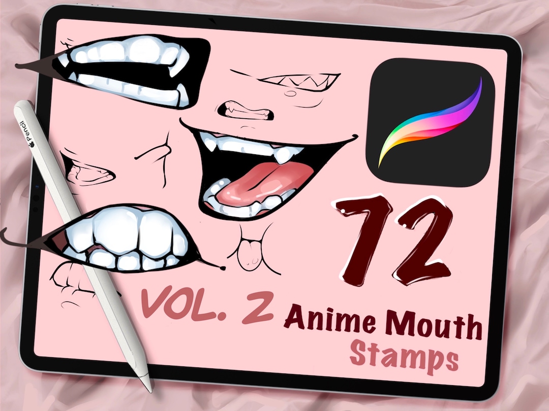 72 Anime Mouth Stamps VOL. 2 Procreate Stamps, Procreate Brushes ...