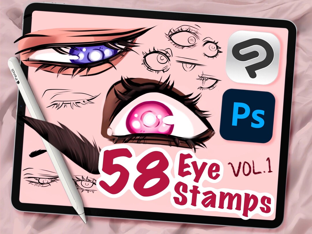 58 Anime Eye Stamps VOL. 1, Clip Studio and Photoshop, Digital Art ...