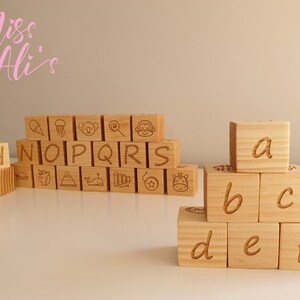 Wooden Alphabet Block Set Handmade Blocks Uppercase & - Etsy