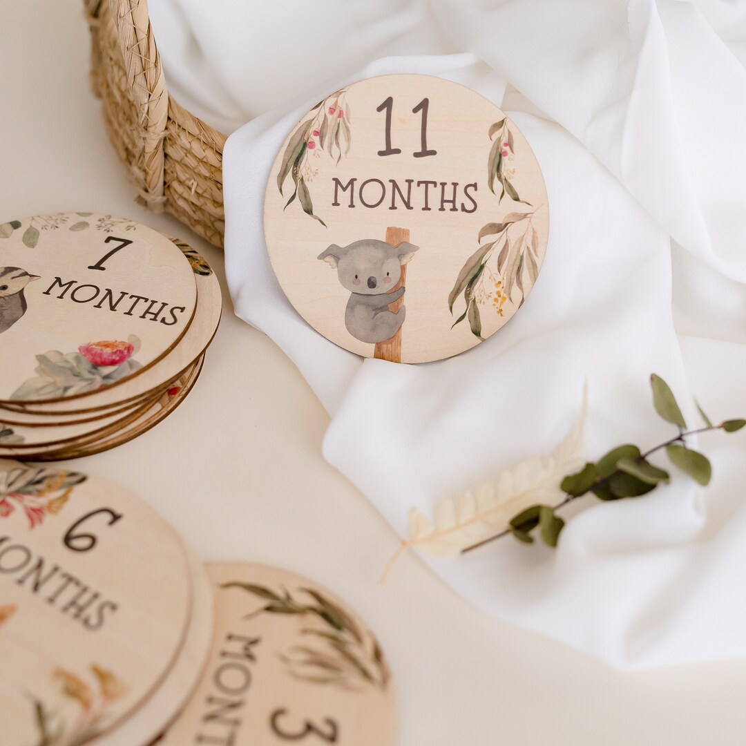 Baby Monthly Milestone Disc - Australian Animals - Etsy Australia