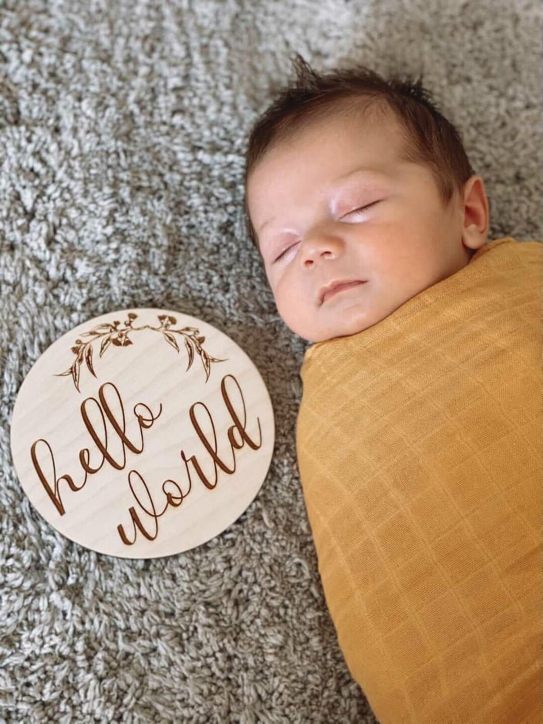 Birth Announcement Plaque Hello World Baby Announcement - Etsy
