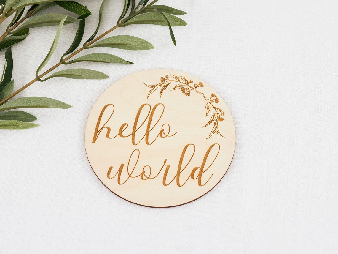 Birth Announcement Plaque Hello World Baby Announcement | Etsy