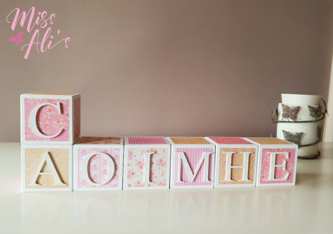 Personalised Wooden Name Blocks SHABBY CHIC | Baby Name Blocks | Baby ...