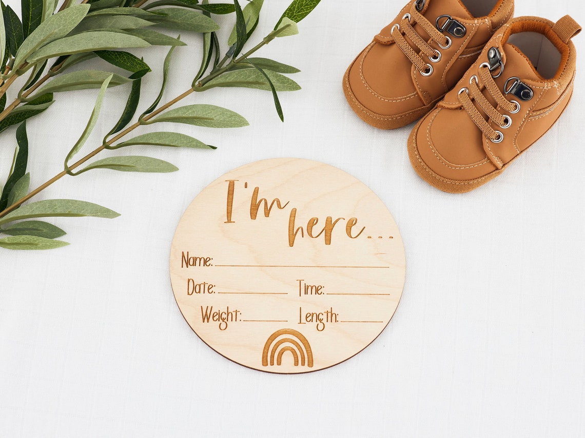 Birth Announcement Plaque Wooden Baby Announcement | Etsy