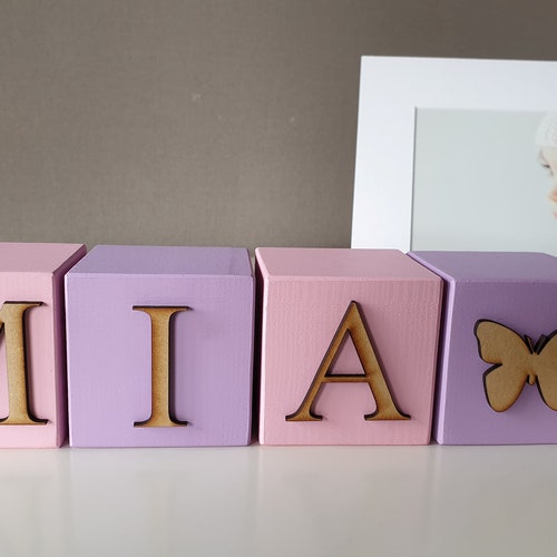 Personalised Wooden Name Blocks Alternating Colours Baby - Etsy