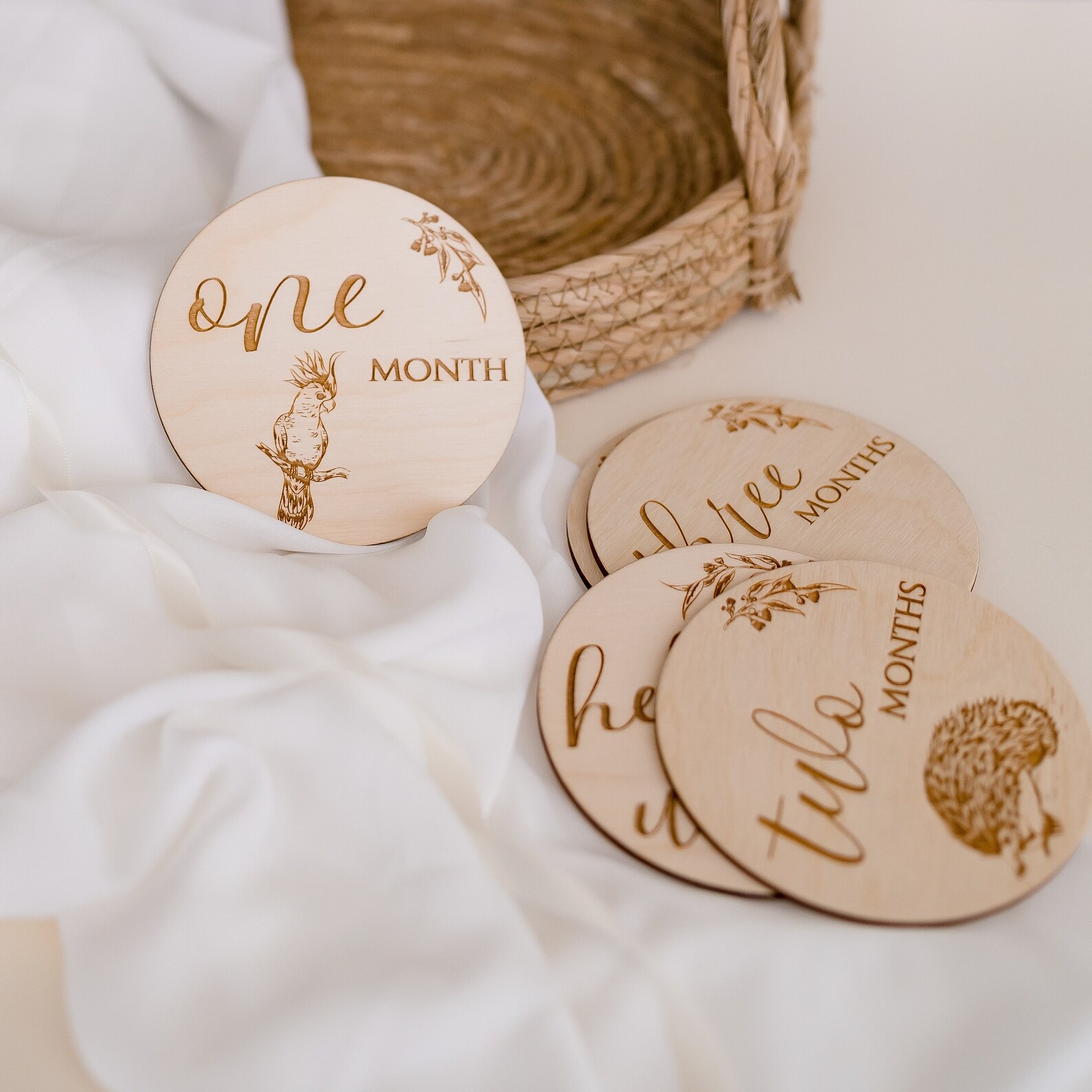 Baby Milestone Disc Australian Animals New Baby Gift Wooden Baby Discs ...