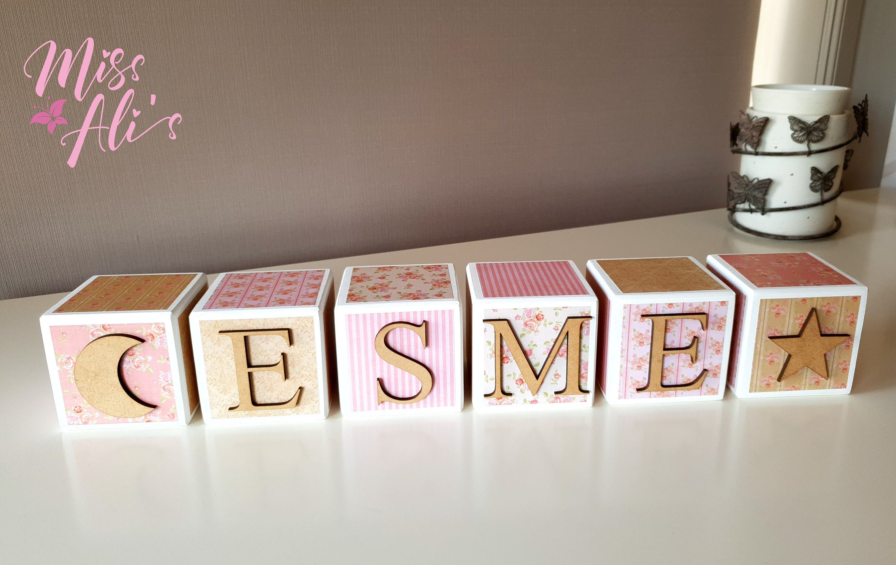 Personalised Wooden Name Blocks SHABBY CHIC Baby Name Blocks - Etsy