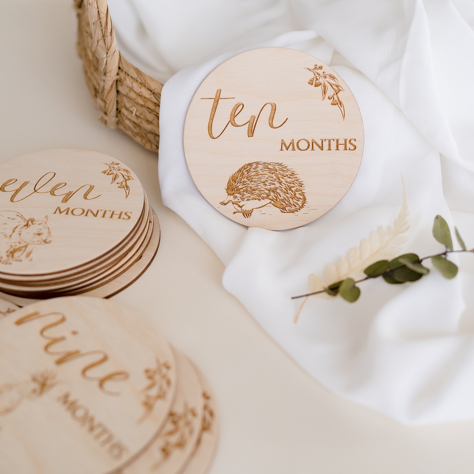 Baby Milestone Disc Australian Animals | New Baby Gift | Wooden Baby ...