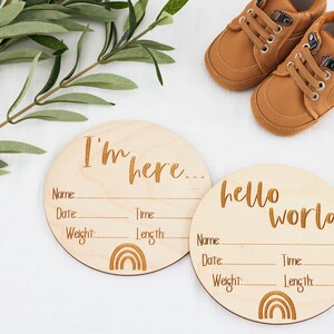 Birth Announcement Plaque | Wooden Baby Announcement | Hello World ...