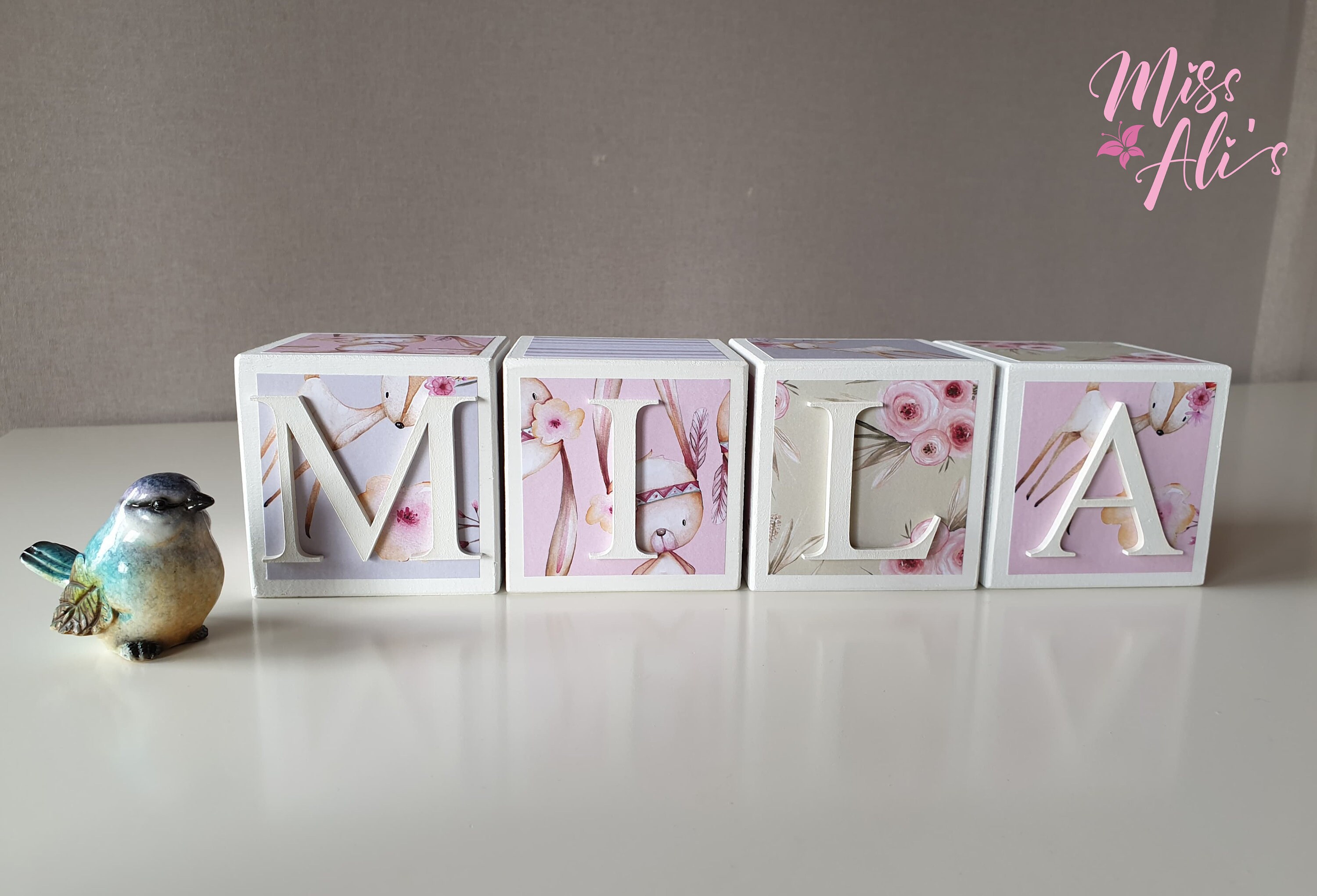 Personalised Wooden Name Blocks WOODLAND | Baby Name Blocks | Baby ...