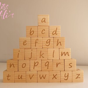 Wooden Alphabet Block Set Handmade Blocks Uppercase & - Etsy