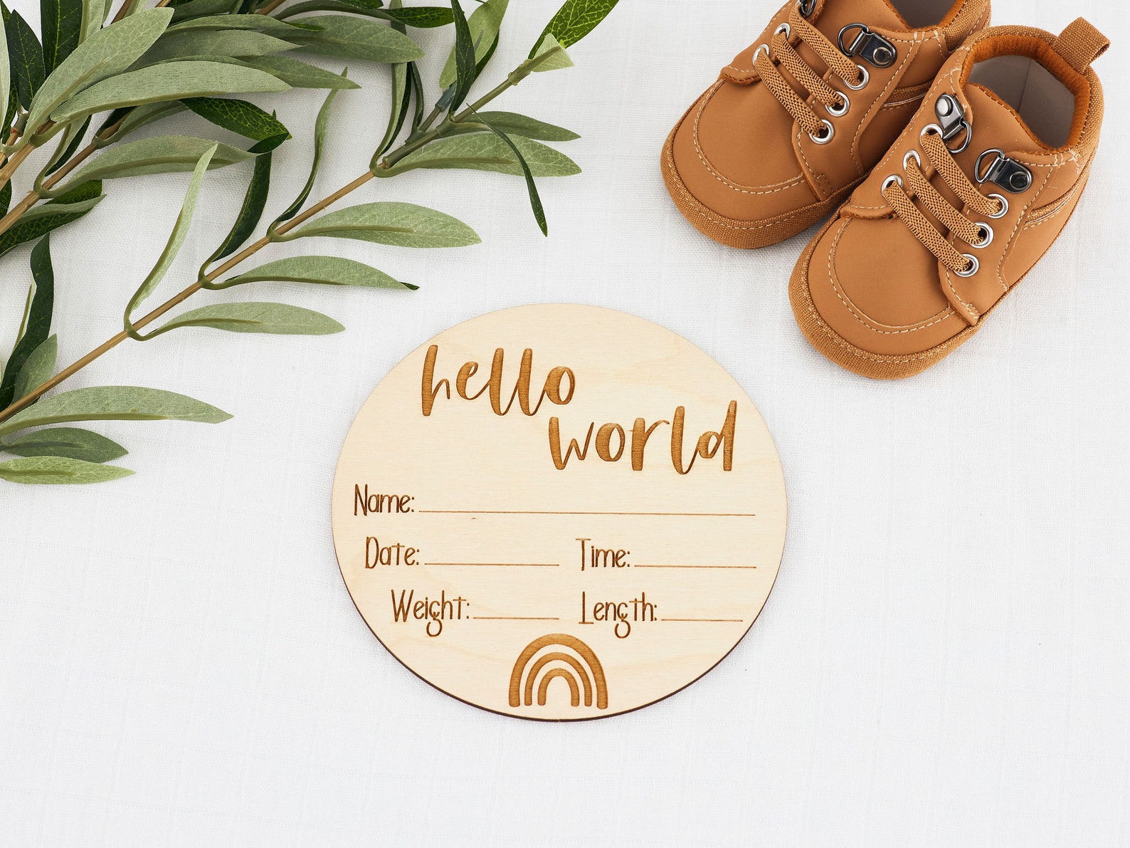 Birth Announcement Plaque Wooden Baby Announcement Hello - Etsy
