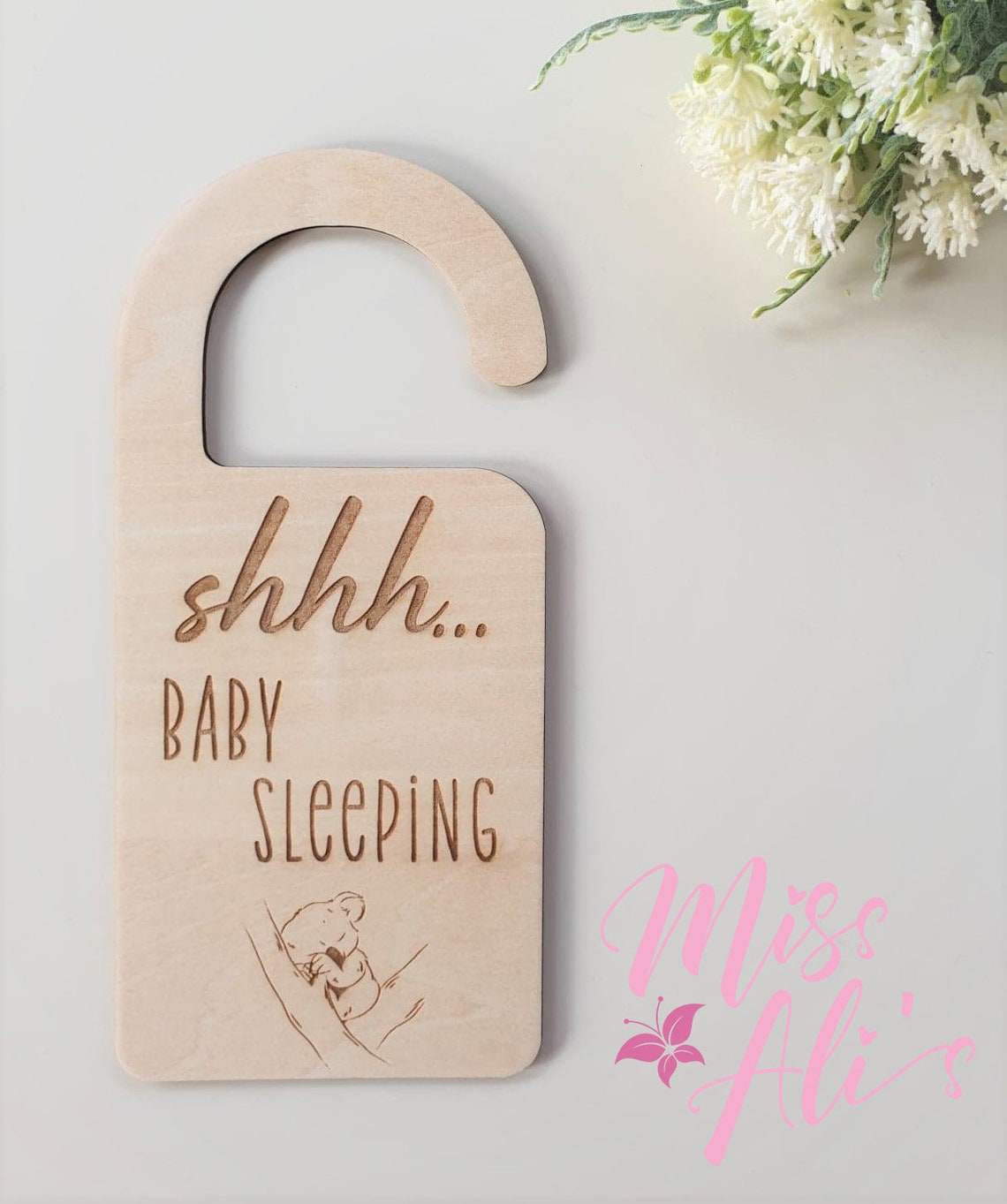 Shhh baby sleeping sign Wooden Baby Sign Front Door Sign | Etsy
