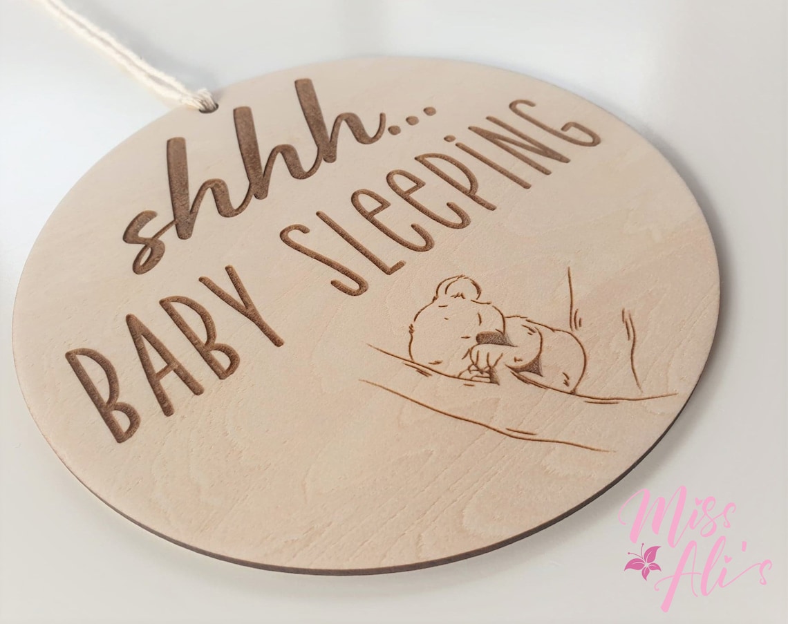 Shhh baby sleeping sign Wooden Baby Sign Front Door Sign | Etsy