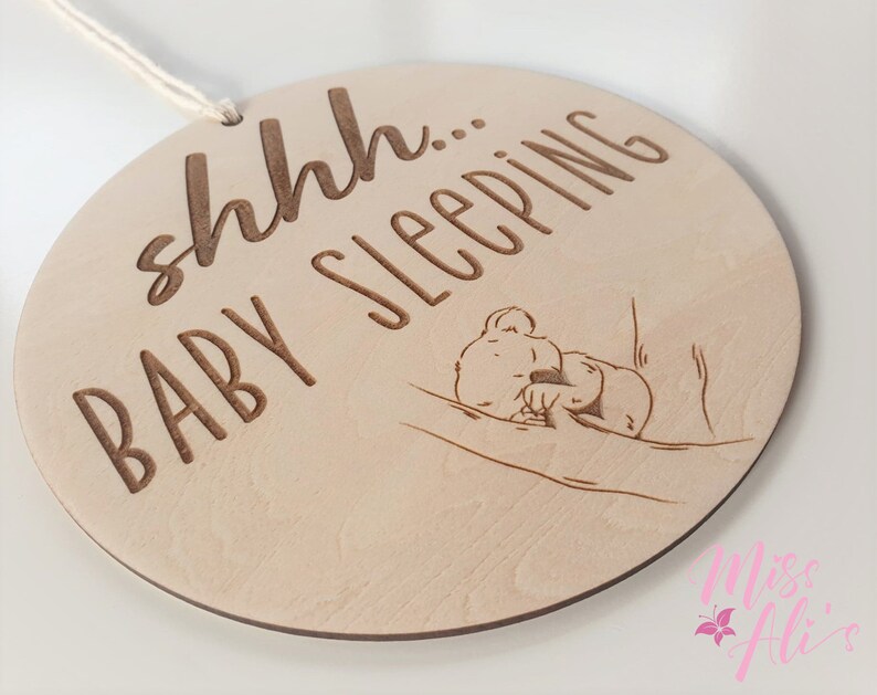 Shhh baby sleeping sign Wooden Baby Sign Front Door Sign | Etsy